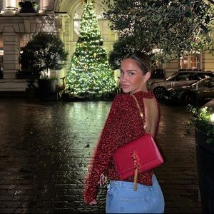 Zara | Sweaters | Zara Red Tinsel Sweater With Open Back | Poshmark